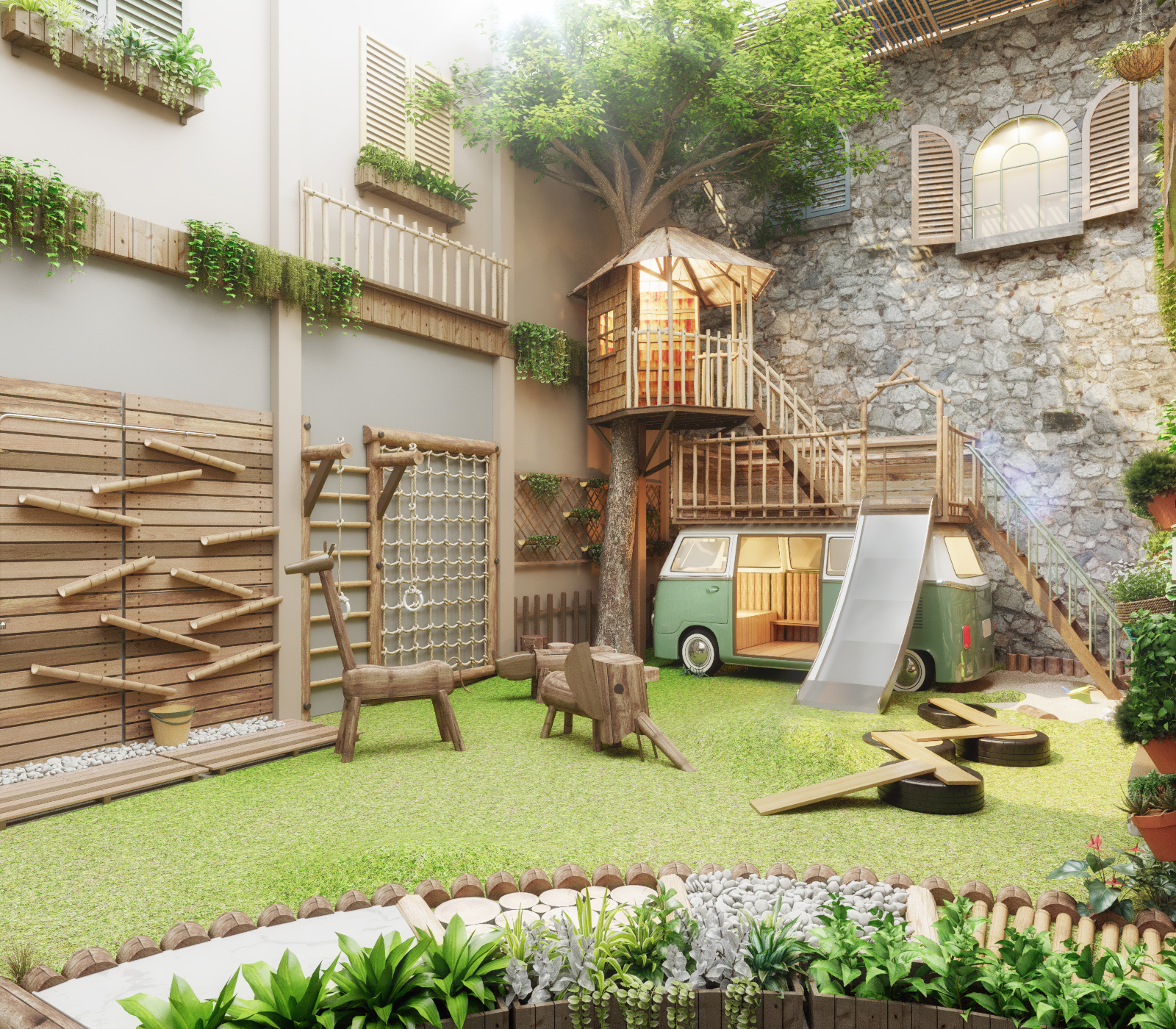 Cách thiết kế, trang trí sân trường mầm non đẹp, ấn tượng | IDESIGN